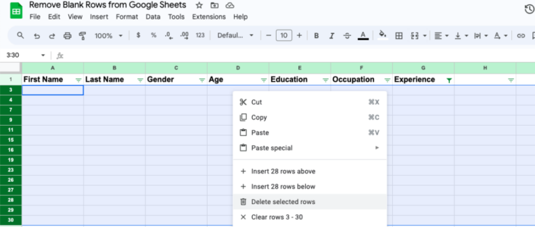 How To Delete Rows in Google Sheets? [3 Easy Ways]