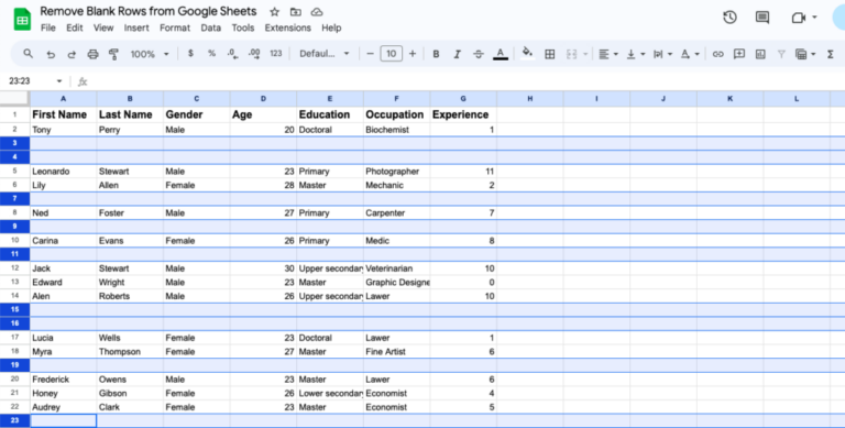 How To Delete Rows in Google Sheets? [3 Easy Ways]