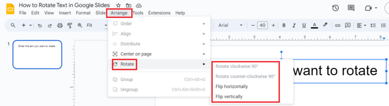 How To Rotate Text in Google Slides? [4 Easy Ways]