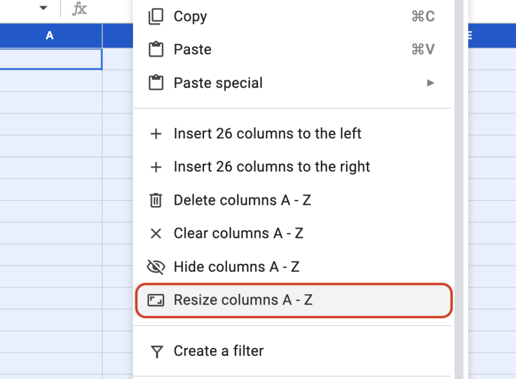 How To Make All Columns the Same Width in Google Sheets?