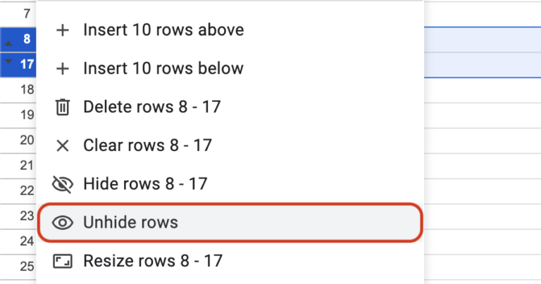 How To Unhide Rows in Google Sheets? [4 Easy Ways]